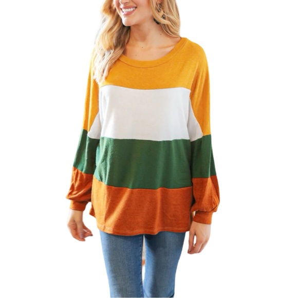 Haptics | Tops | New Haptics Mustard Green Color Block Hacci Knit Top | Poshmark